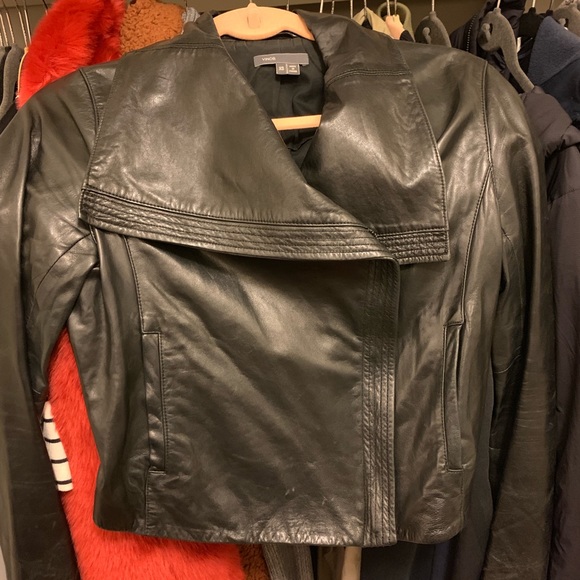 Vince | Jackets & Coats | Vince Zip Front Scuba Leather Jacket | Poshmark